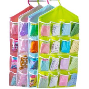 HENGSONG 16 Lots Socks Jewelry Bra Underwear Hanging Storage Pockets Bags Organizer (Pink)