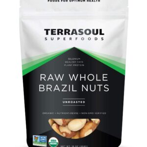 Terrasoul Superfoods Organic Brazil Nuts, 1 Lb - Raw | Unsalted | Rich in Selenium