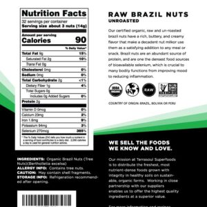 Terrasoul Superfoods Organic Brazil Nuts, 1 Lb - Raw | Unsalted | Rich in Selenium