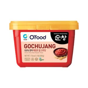 chung jung one o'food medium gochujang 1.1lb, korean red chili pepper paste, spicy, sweet and savory sauce, traditional fermented condiment, 100% brown rice, no corn syrup