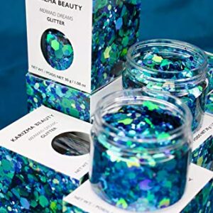 Mermaid Chunky Glitter ✮ Large 30g Jar KARIZMA Beauty ✮ Festival Glitter Cosmetic Face Body Hair Nails