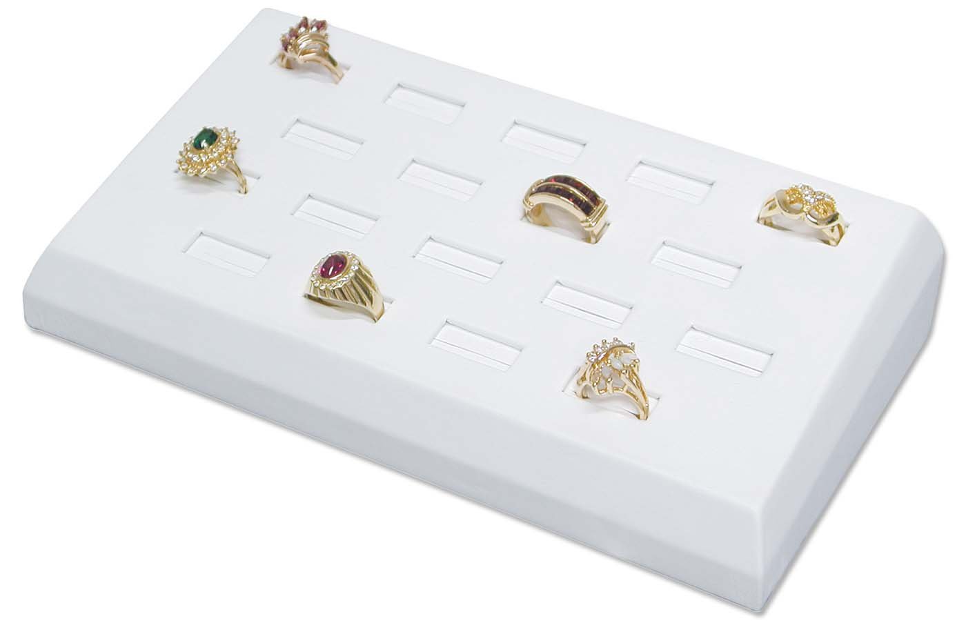 White Ring Tray Jewelry Display - Holds 18 Rings