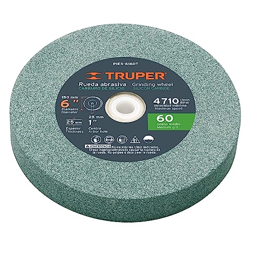 TRUPER PIES-6160T 6" Silicon Carbide Bench Grinding Wheels. Grit=60, Thickness=1", Drill=1". 1 Pack