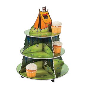 camp adventure foam cupcake stand - 15.5" x 12" | multicolor | 1 pc.