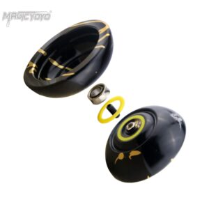 MAGICYOYO N11 Professional Unresponsive Yoyo N11 Alloy Aluminum YoYo Ball (Black with Golden) with Bag, Glove, 12 Yoyo Strings and Responsive Bearing Kit