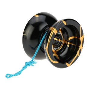 MAGICYOYO N11 Professional Unresponsive Yoyo N11 Alloy Aluminum YoYo Ball (Black with Golden) with Bag, Glove, 12 Yoyo Strings and Responsive Bearing Kit