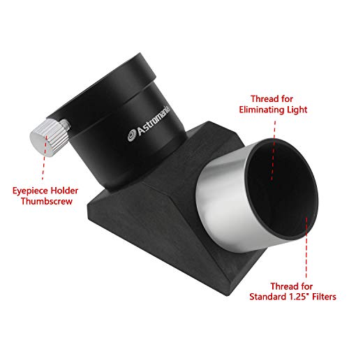 Astromania 1.25" 90-Degree Erecting Prism Optical Prism Inside Rather Than a Mirror which Makes Your Image Clear and Sharp