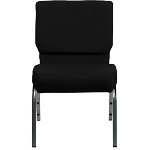 Flash Furniture HERCULES Series 21''W Stacking Church Chair in Black Fabric - Silver Vein Frame