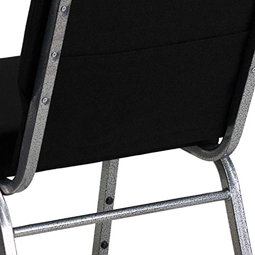 Flash Furniture HERCULES Series 21''W Stacking Church Chair in Black Fabric - Silver Vein Frame