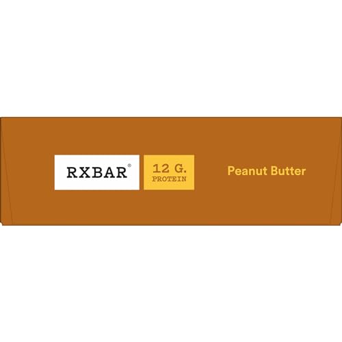 RXBAR Protein Bars, 12g Protein, Gluten Free Snacks, Snack Bars, Peanut Butter, 22oz Box (12 Bars)