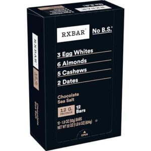 rxbar protein bars, protein snack, snack bars, chocolate sea salt, 22oz box (12 bars)