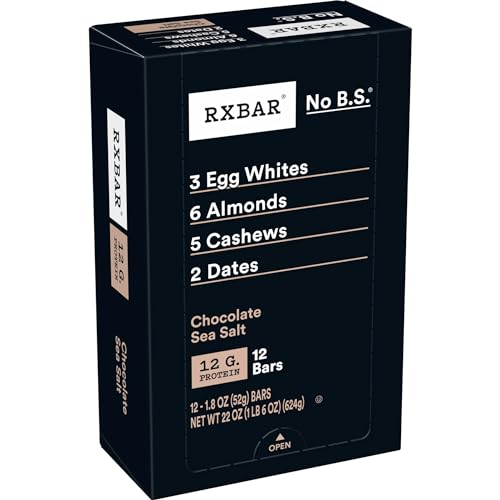 RXBAR Protein Bars, Protein Snack, Snack Bars, Chocolate Sea Salt, 22oz Box (12 Bars)