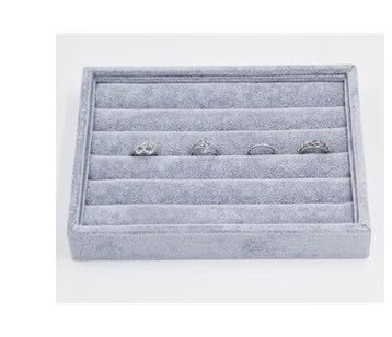 Yosoo Rings Display Case Jewelry Organizer Inserts Box Cufflinks Storage Tray 23 x 15cm / 9 x 5.9inch Modern Design Coated with Black Velvet Jewelry Protection, Gray