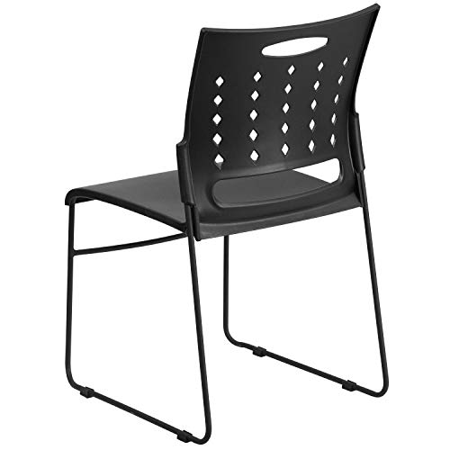 Flash Furniture HERCULES Series 881 lb. Capacity Black Sled Base Stack Chair with Air-Vent Back