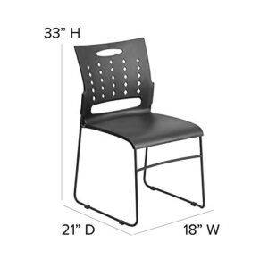 Flash Furniture HERCULES Series 881 lb. Capacity Black Sled Base Stack Chair with Air-Vent Back