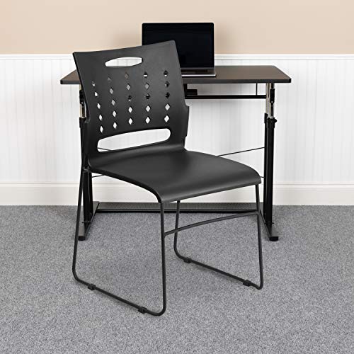 Flash Furniture HERCULES Series 881 lb. Capacity Black Sled Base Stack Chair with Air-Vent Back