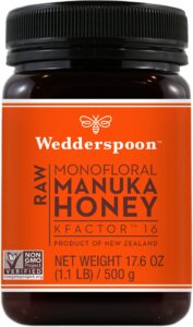 wedderspoon raw premium manuka honey, kfactor 16, 17.6 oz, unpasteurized, genuine new zealand honey, traceable from our hives to your home