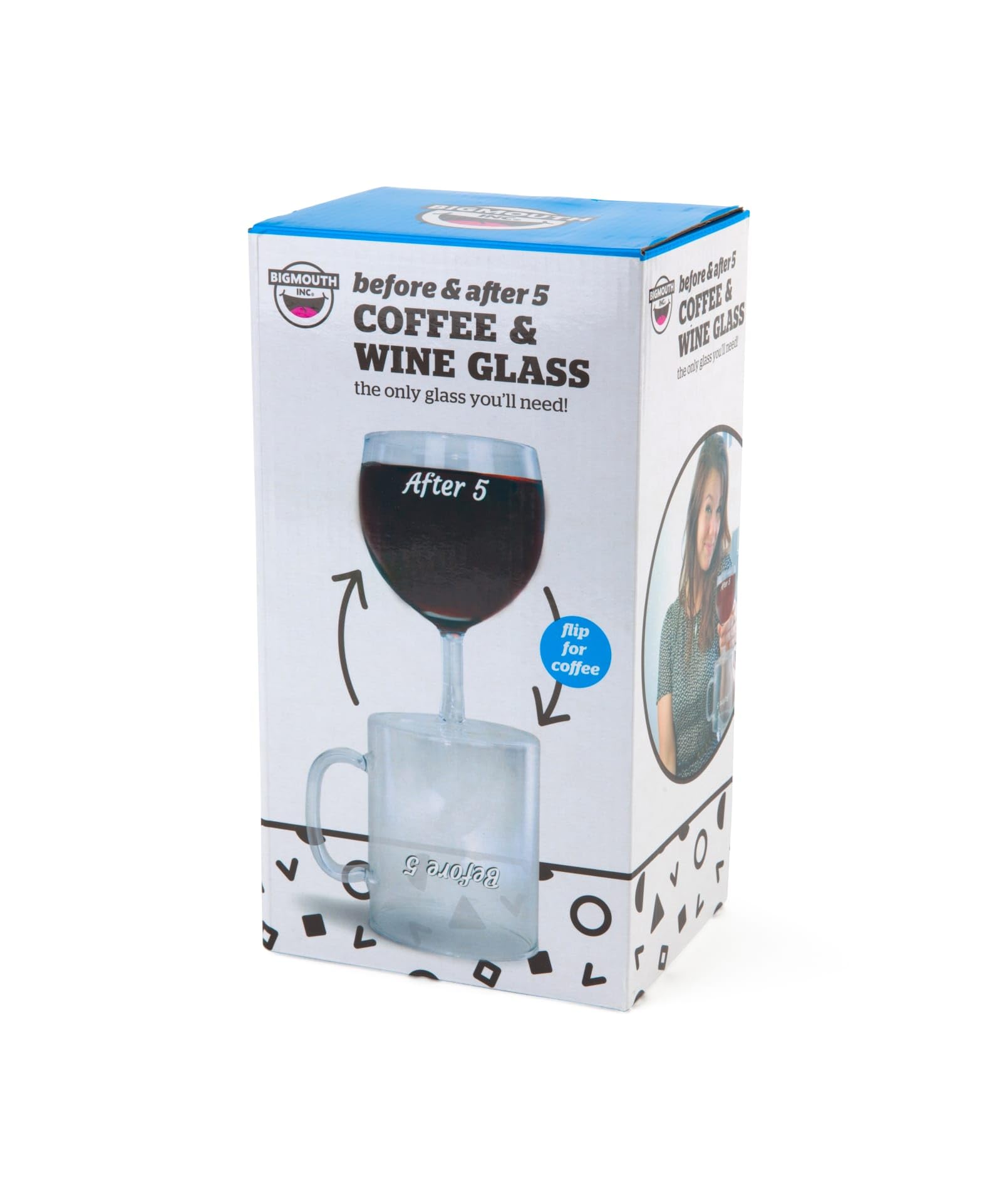 BigMouth Inc. The Before & After 5 Coffee & Wine Glass, 2-In-1 Reversible Novelty Coffee Cup & Wine Glass