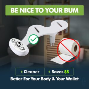 Zen Bidet Attachment with Self-Cleaning Nozzles and Ceramic Valves - 15 Minute DIY Toilet Installation with Picture Instructions