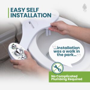 Zen Bidet Attachment with Self-Cleaning Nozzles and Ceramic Valves - 15 Minute DIY Toilet Installation with Picture Instructions