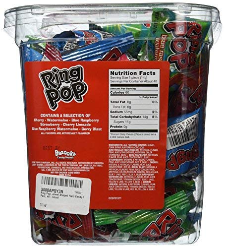 Ring Pop Hard Candy Pops, Variety Pack,2.55 pounds, 44 Count