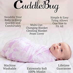 CuddleBug Muslin Baby Swaddle Blankets for Boys and Girls Size Large 4 x 4 Feet – Muslin Cotton 4 Pack (Colorful Critters)