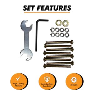 Kings Brand Furniture Bed Frame Hardware Set - Heavy Duty Hardware for Bed Frame to Attach Headboard & Footboard - Screws for Metal Bed Frame - Furniture Screws Bolts Washers - 42 Pcs