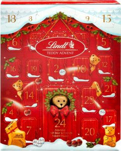 lindt bear & friends advent calendar, 24 fine milk and white chocolates, 250g