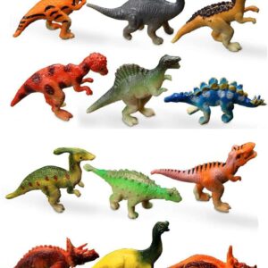 HAPTIME Plastic Assorted Mini Dinosaur Figures, Little Dinosaur Figurine, Small Dino Toy 1.5 inch - 3 inch, Great for Dino Cake Topper, Easter Eggs Filler, Pack of 12