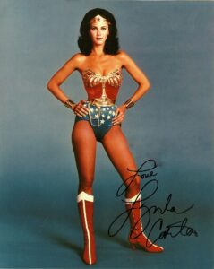 kirkland lynda carter, wonder woman 8 x 10 photo display autograph on glossy photo paper