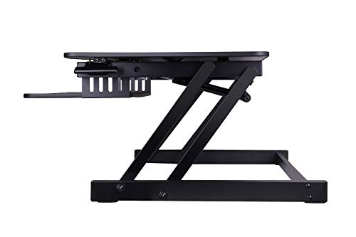 Rocelco 32" Height Adjustable Standing Desk Converter - Quick Sit Stand Up Dual Monitor Riser - Gas Spring Assist Tabletop Computer Workstation - Large Retractable Keyboard Tray - Black (R ADRB)