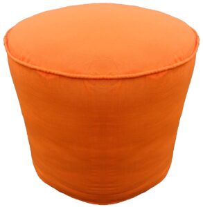 saffron plain cotton round ottoman footstool solid throw pouf cover (18" wx16 h, orange) cover only, not stuffed, insert not included