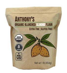 anthony's organic almond flour, 1 lb, blanched, gluten free, non gmo, keto friendly, extra fine, low carb