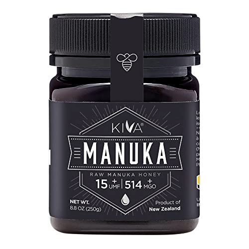 Kiva Manuka Honey UMF 15+ | MGO 514+ |100% Pure New Zealand Honey (8.8oz/250g) | UMF and MGO Certified | GMO-Free | Traceable