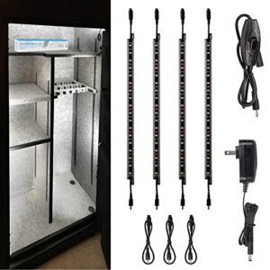 torchstar led safe lighting kit, (4) 12 inch linkable light bars + rocker switch + ul power adapter, 600lm, input 100-240v, for under cabinet gun safe locker closet showcase, 5000k daylight