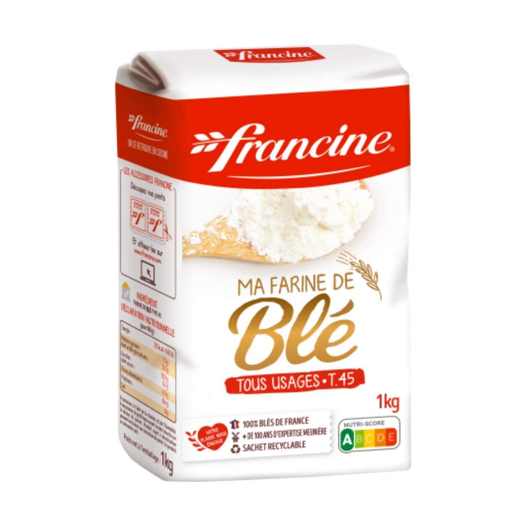 Francine Farine de Ble Tous Usages - French All Purpose Wheat Flour - 2.2 lbs (Pack Of 2)