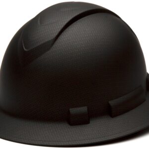 Pyramex Safety Ridgeline Full Brim Hard Hat, 4-Point Ratchet Suspension, Matte Black Graphite Pattern