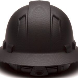 Pyramex Safety Ridgeline Full Brim Hard Hat, 4-Point Ratchet Suspension, Matte Black Graphite Pattern