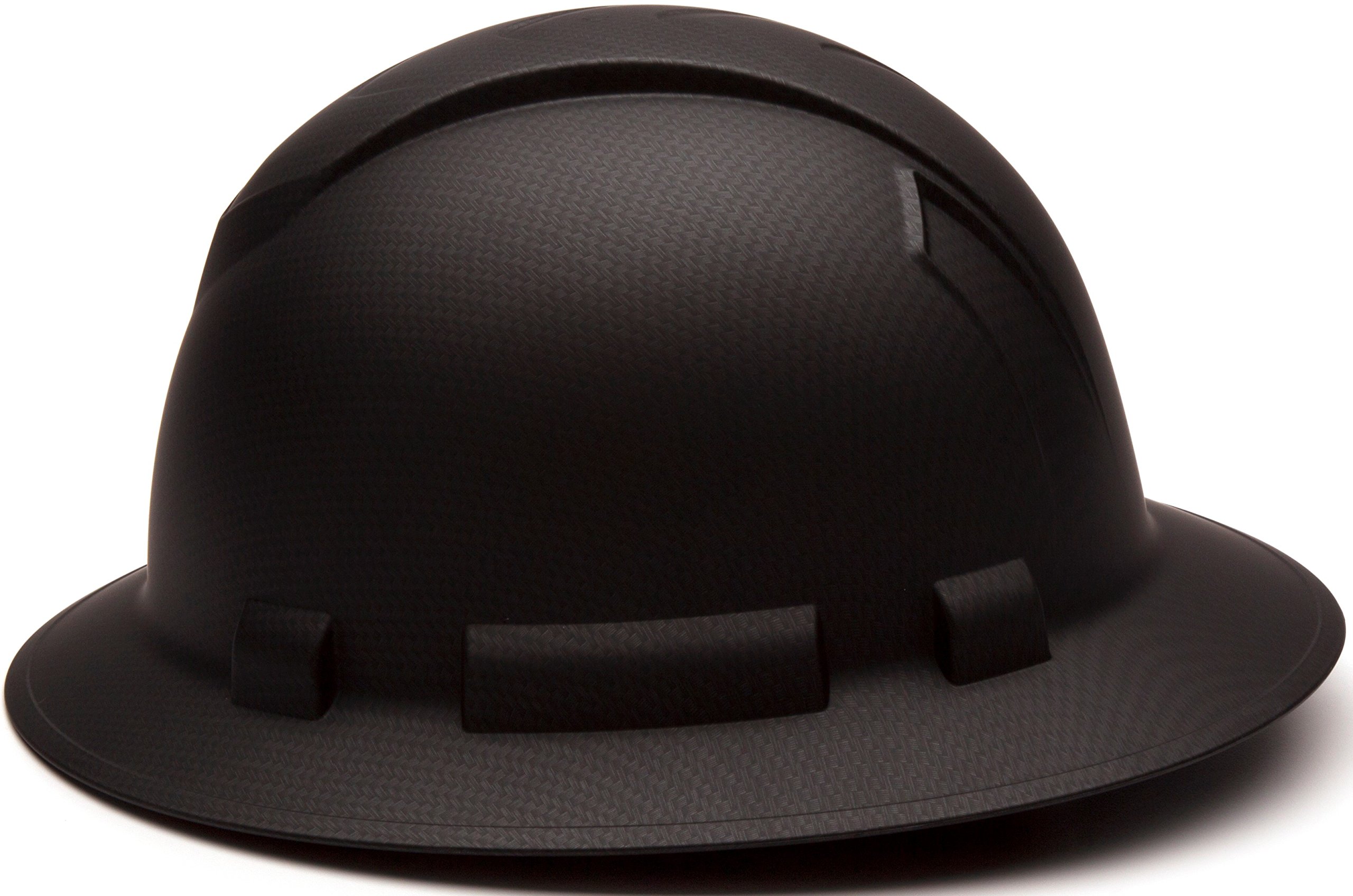 Pyramex Safety Ridgeline Full Brim Hard Hat, 4-Point Ratchet Suspension, Matte Black Graphite Pattern