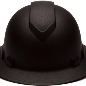 Pyramex Safety Ridgeline Full Brim Hard Hat, 4-Point Ratchet Suspension, Matte Black Graphite Pattern