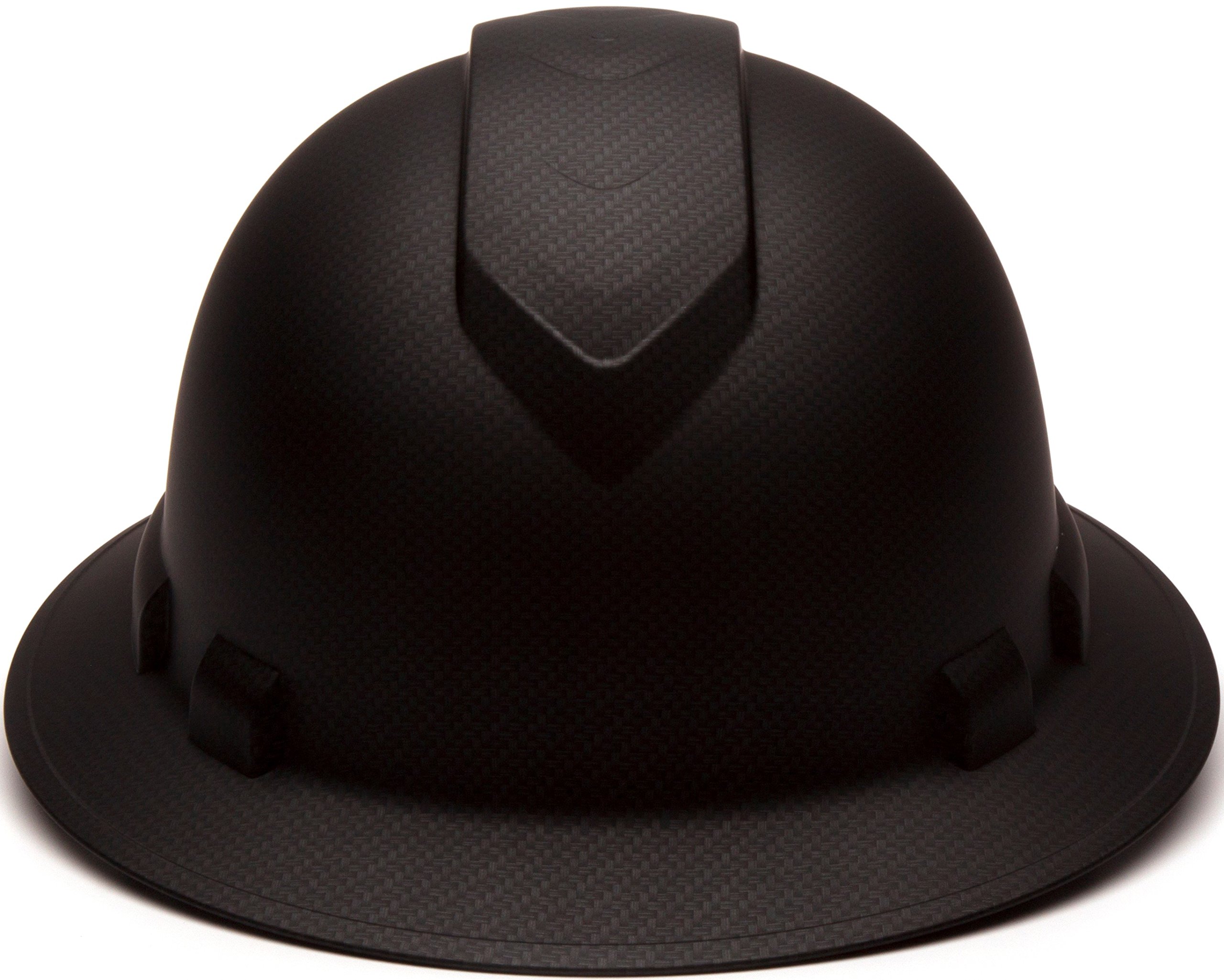 Pyramex Safety Ridgeline Full Brim Hard Hat, 4-Point Ratchet Suspension, Matte Black Graphite Pattern