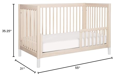 Babyletto Gelato 4-in-1 Convertible Crib with Toddler Bed Conversion in Washed Natural and White, Greenguard Gold Certified