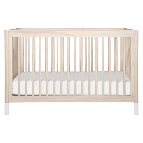 Babyletto Gelato 4-in-1 Convertible Crib with Toddler Bed Conversion in Washed Natural and White, Greenguard Gold Certified