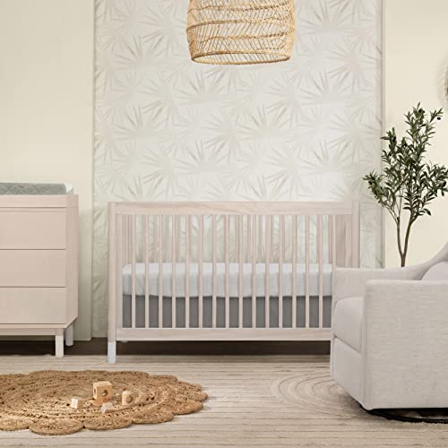 Babyletto Gelato 4-in-1 Convertible Crib with Toddler Bed Conversion in Washed Natural and White, Greenguard Gold Certified