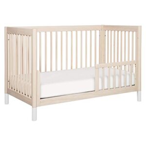 Babyletto Gelato 4-in-1 Convertible Crib with Toddler Bed Conversion in Washed Natural and White, Greenguard Gold Certified