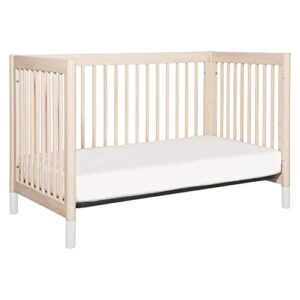 Babyletto Gelato 4-in-1 Convertible Crib with Toddler Bed Conversion in Washed Natural and White, Greenguard Gold Certified