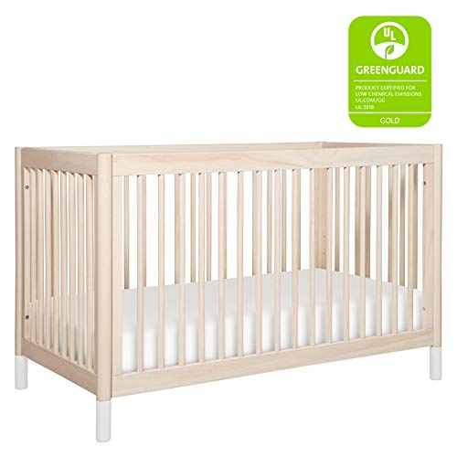 Babyletto Gelato 4-in-1 Convertible Crib with Toddler Bed Conversion in Washed Natural and White, Greenguard Gold Certified