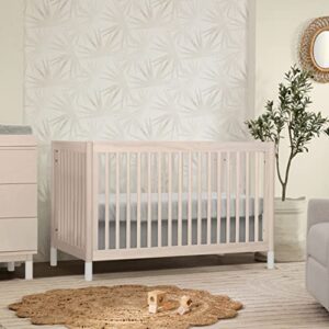 Babyletto Gelato 4-in-1 Convertible Crib with Toddler Bed Conversion in Washed Natural and White, Greenguard Gold Certified