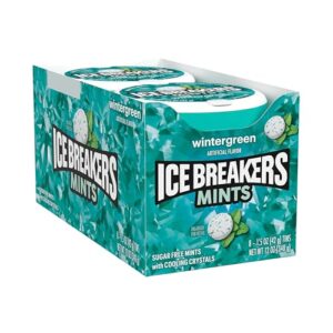 ice breakers wintergreen sugar free breath mints tins, 1.5 oz (8 count)