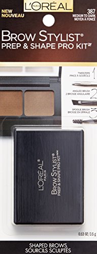 L'Oréal Paris Brow Stylist Prep and Shape Pro Brow Kit, Medium To Dark, 0.12 oz.